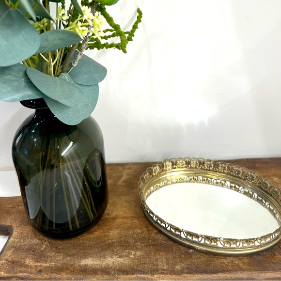 Vintage | Bath | Gold Filigree Small Mirror Tray Victorian Brass Bath ...